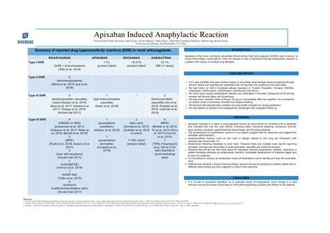Pdf Apixaban Induced Anaphylactic Reaction