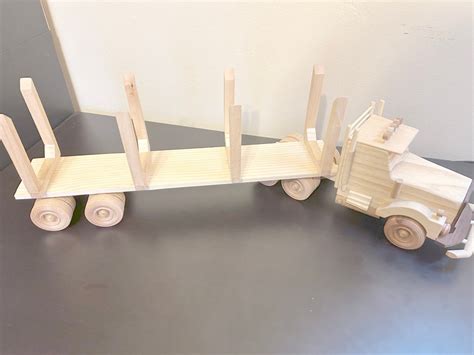 Wooden Toy Logging Truck Etsy