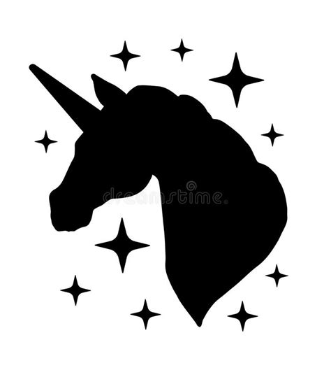 Silueta Negra Del Vector De La Cabeza Del S Del Unicornio Ilustración del Vector Ilustración