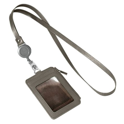 Fngz Office Equipment Badge Holder With Zip Slim Pu Leather Id Badge