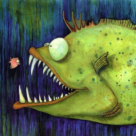 Hungry Ned Fish Watercolor Print Fish With Attitude By Mike Quinn