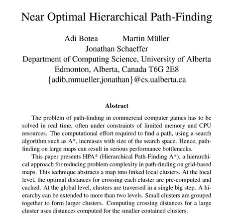 近似最优的分层路径搜索（near Optimal Hierarchical Path Finding）—— A算法的变种 —— 分层a算法