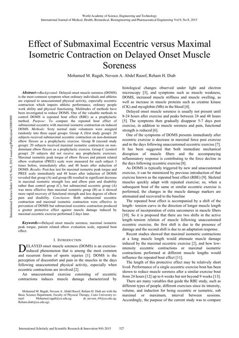 Pdf Effect Of Submaximal Eccentric Versus Maximal Isometric