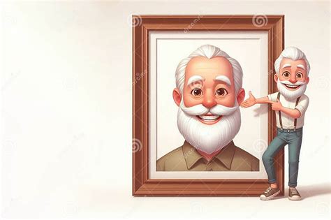 Grandpa Showing His Large Portrait Space For Text Stock Illustration