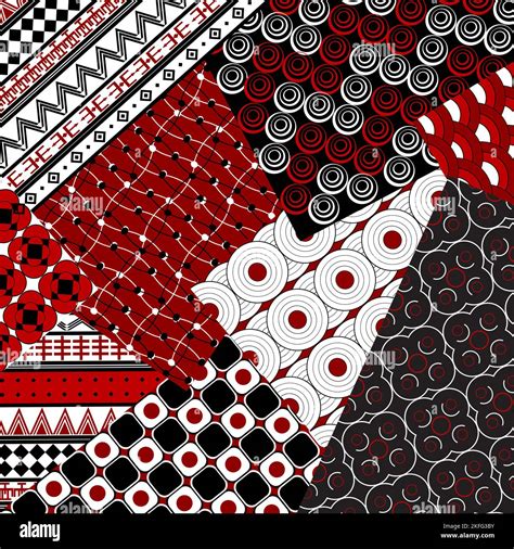 Red Patchwork Design With Geometric Motifs Stock Vector Image And Art Alamy