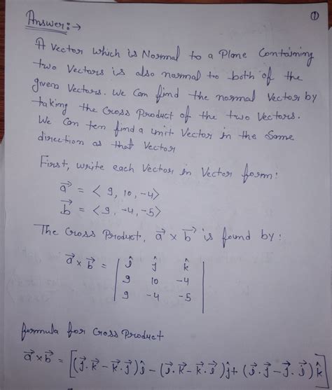 Solved A Plane Contains The Vectors A And B Determine The Unit