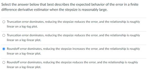 Solved Select The Answer Below That Best Describes The Chegg