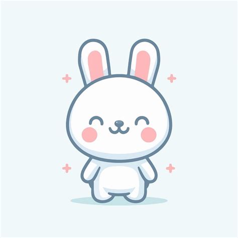 터 귀여운 토끼 캐릭터 웃고 서 프리미엄 벡터
