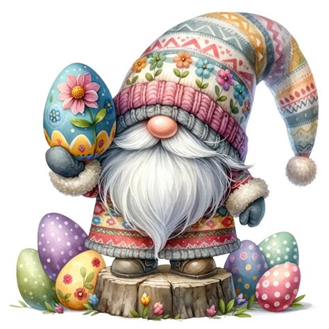 Premium Psd Cute Gnome Easter Day Clipart Illustration