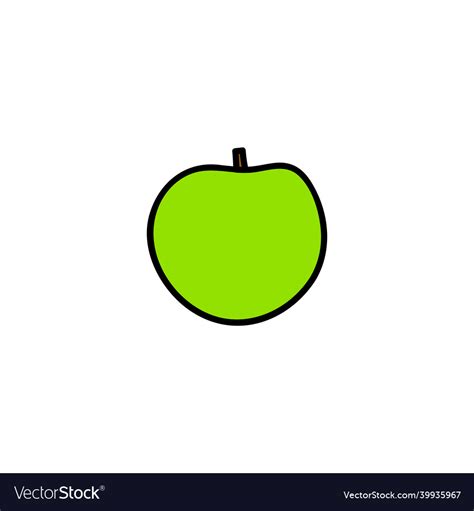 Doodle Green Apple Icon Royalty Free Vector Image