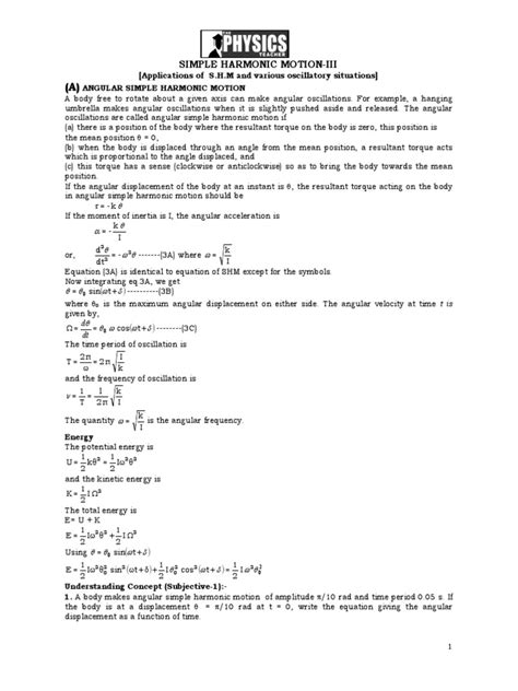 Shm 3 Pdf Pendulum Torque