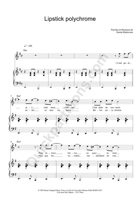 Partitions Numériques De Daniel Balavoine Pour Piano Voix Et Guitare