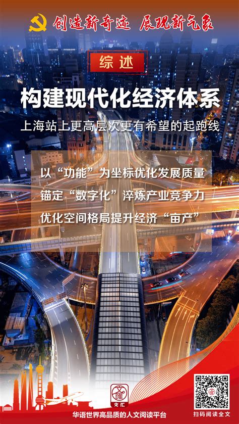 海报丨构建现代化经济体系，上海站上更高层次更有希望的起跑线王梓文汇立柱