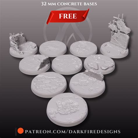 Free Flash Scale 32mm Concrete Bases Dark Fire Designs
