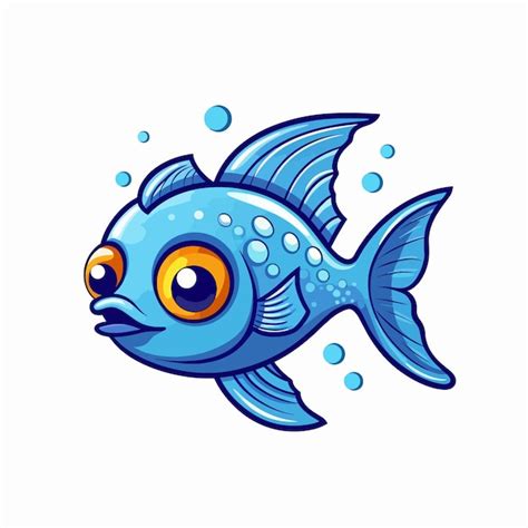 Premium Vector Cute Blue Fish Vector Illustration