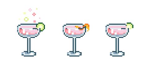 픽셀 아트 코스모폴리탄 칵테일 세트 복고풍 90 년대 게이밍 8 비트 아이콘 의 픽셀 모자이크 유리 의 국제적인 칵테일 음료 게임 및 스티커에 대한 벡터 픽셀 클래식 파티