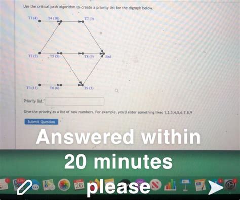 Solved Use The Critical Path Algorithm To Create A Priority