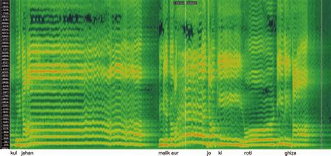 Spectrogram Of The Sung Words Kul Jaha ¯n Malik Aur Jo Kı ¯ Rot ı