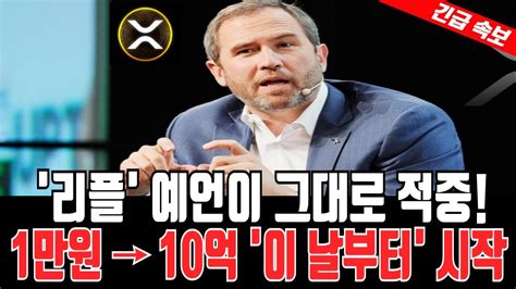 리플 전망 예언이 그대로 적중 1만원으로 10억 이날부터 시작한다 리플 리플코인 리플전망 리플코인전망 리플분석 리플목표가 리플차트 Youtube