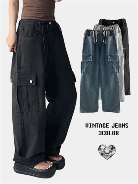 스프링우드 힙 와이투케이 빈티지 구제 통와이드 카고 롱팬츠