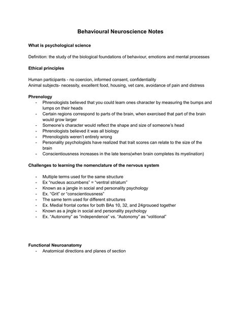 Behavioural Neuroscience Notes Indh2012 Behavioural Neuroscience