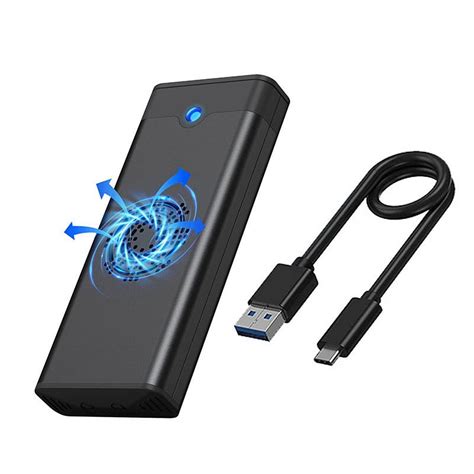 M NVME NGFF Dual Protocol External SSD Enclosure Adapter With Cooling Fan Gbps Type C
