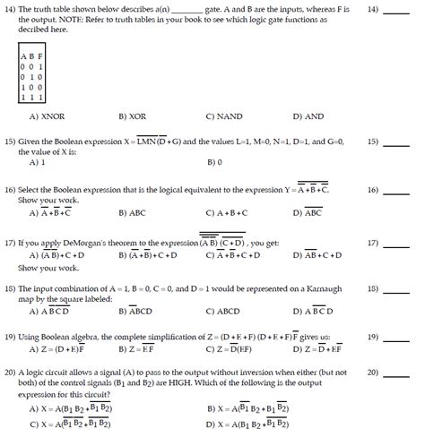 Solved 14 The Truth Table Shown Below Describes An The