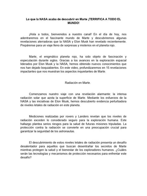 Lo Que La Nasa Acaba De Descubrir En Marte Pdf Marte Metano