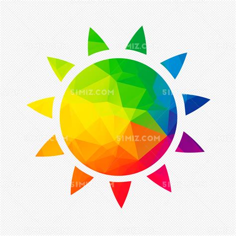 彩虹色矢量太阳晶体图片素材免费下载 觅知网