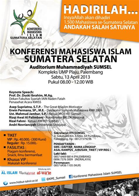 Contoh Pamflet Konferensi Mahasiswa Islam Sumatera Selatan ~ Blog Guru Berbagi Ilmu Yang
