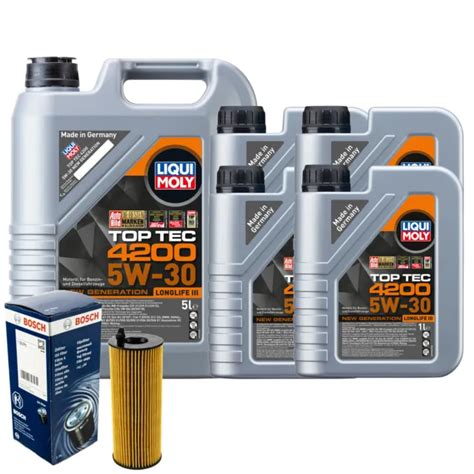 MOTORÖL 5W30 LIQUI MOLY Top Tec 4200 9L+BOSCH Ölfilter EUR 143,40 ...