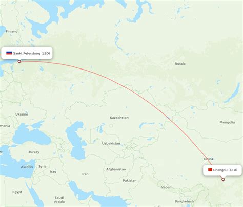 All Flight Routes From Saint Petersburg To Chengdu LED To CTU Flight