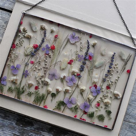 Pressed Flowers Art Stained Glass Botanical Art Floral Fusion Wall Decor Nature Inspired