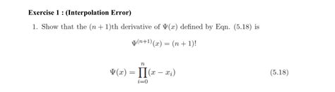 Solved Exercise 1 Interpolation Error 1 Show That The N