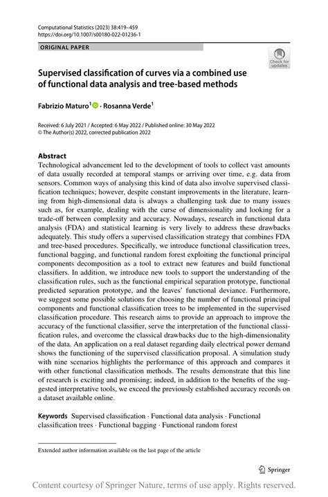 (PDF) Supervised classification of curves via a combined use of functional data analysis and ...