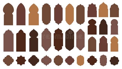 Islamic Door Shapes Isolated Vector Arab Set Stock Vector