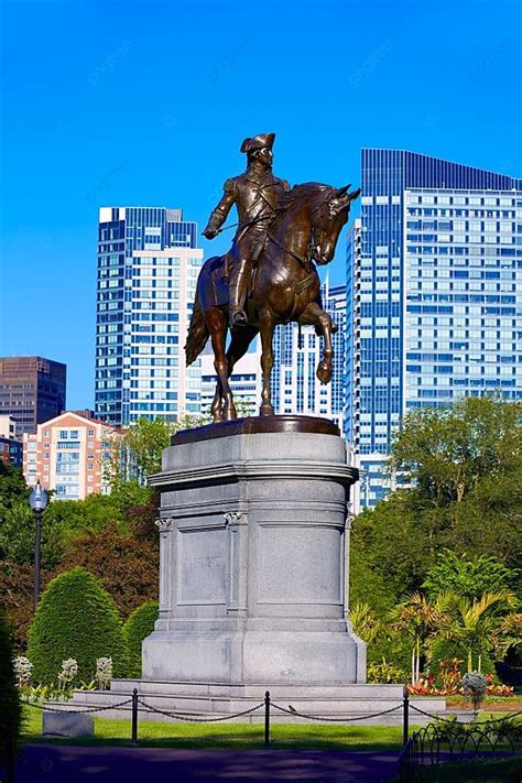 Boston Common George Washington Monument At Massachusetts Usa