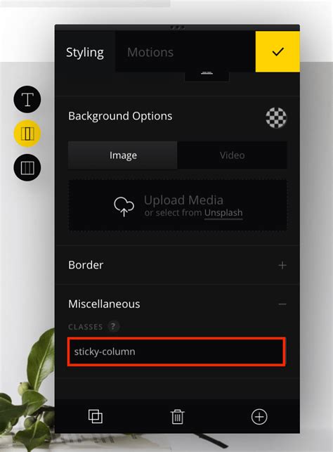 Sticky Column With Motions Feature Semplice 4 Semplice