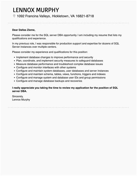 Sql Server Dba Cover Letter Velvet Jobs
