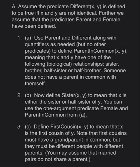 Solved A Assume The Predicate Differentx Y Is Defined To
