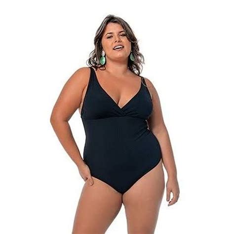 Maiô Preto Plus Moda Praia Feminina Demillus Nunca Usado 92604286