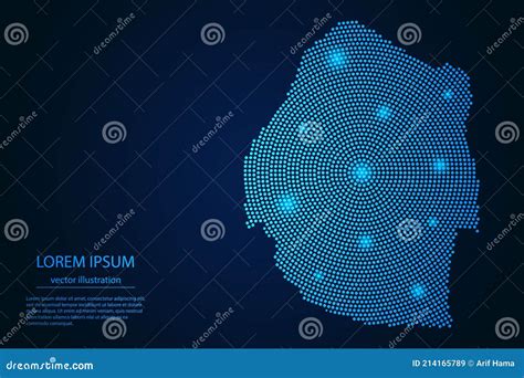 Abstract Map Of Swaziland Vector Illustartion Of Striped Gold Colored Map
