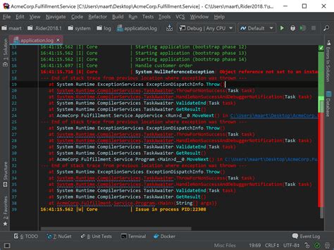 Viewing Filtering And Navigation For Log Files In Rider 20181 Eap