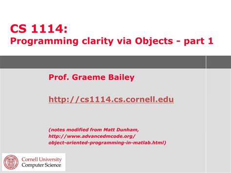 Ppt Cs 1114 Programming Clarity Via Objects Part 1 Powerpoint