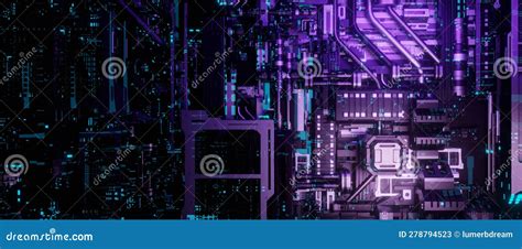 Modern Intricate Circuitry Patterns On A Dark Background Artificial
