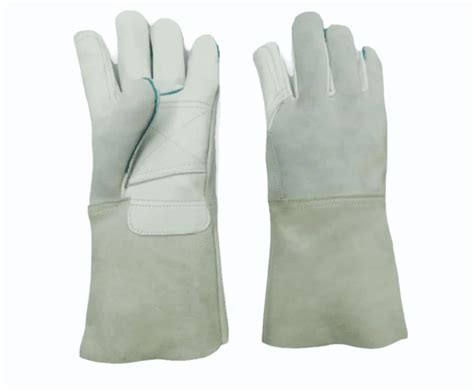 Unisex 14 Inch Double Palm Chrome And Split Leather Mix Hand Gloves