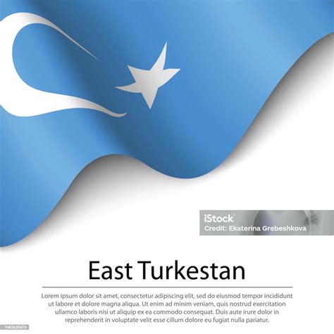 Bandiera Sventolante Del Turkestan Orientale Su Sfondo Bianco Modello