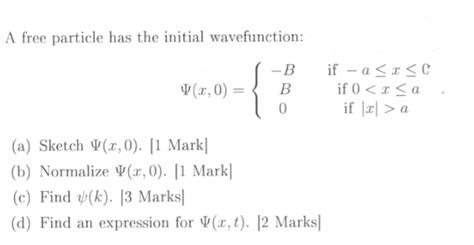Solved A Free Particle Has The Initial Wave Function Psix