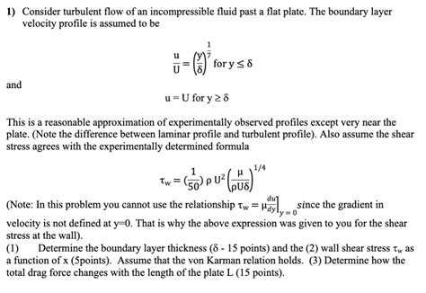 Solved 1 Consider Turbulent Flow Of An Incompressible Fluid
