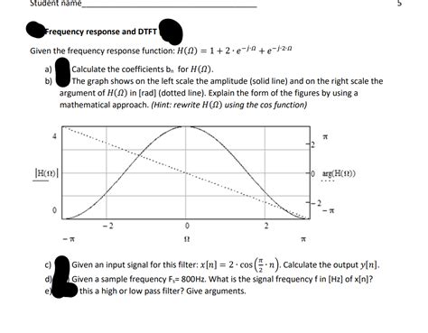 solved frequency response and dtft given the frequency